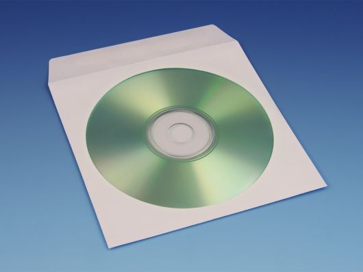 Paper CD Sleeves – White, With Flap | DiscoGuard